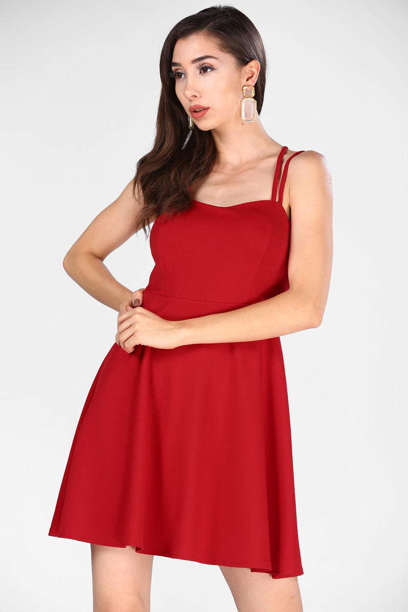 Women's Strappy Red Dress – fitformodaa